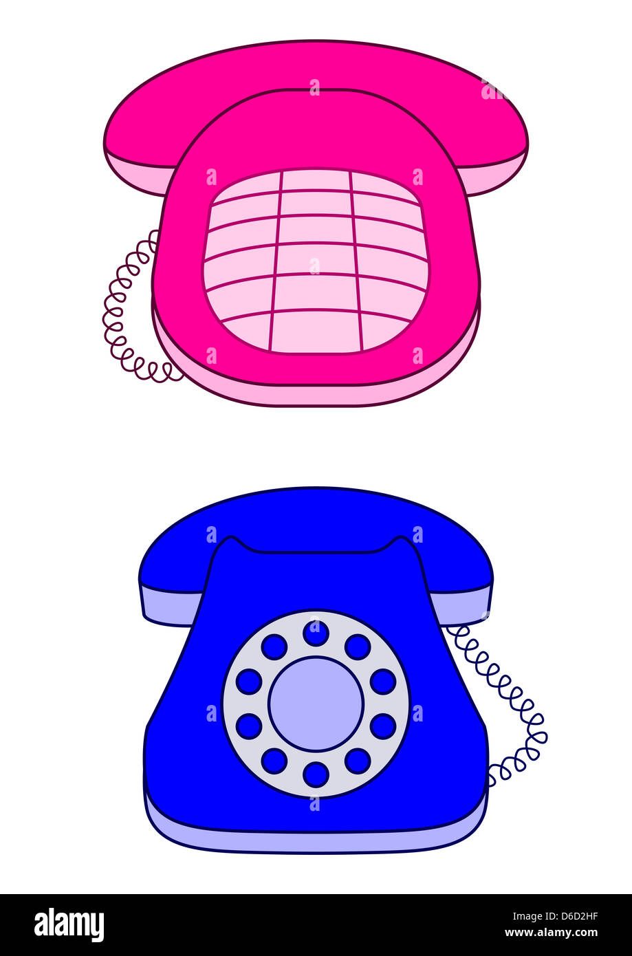 Desktop phones, pink and blue Stock Photo - Alamy