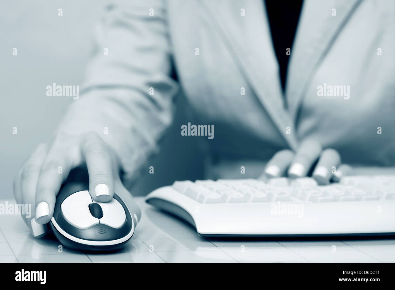 Female hands using computer Stock Photo - Alamy