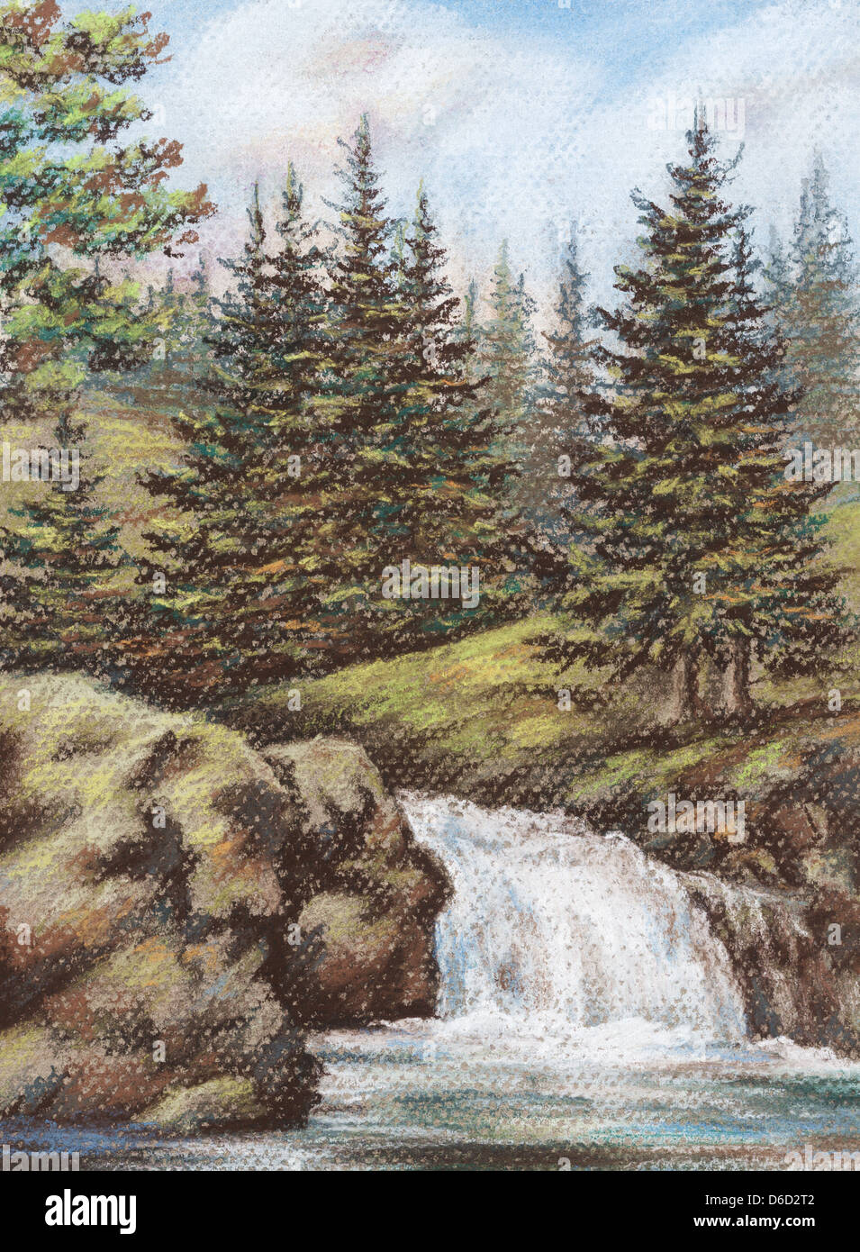 Mountain river with falls Stock Photo - Alamy