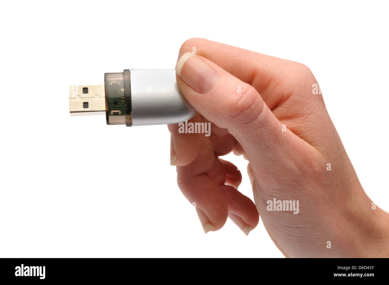 hand holding silver usb drive Stock Photo - Alamy