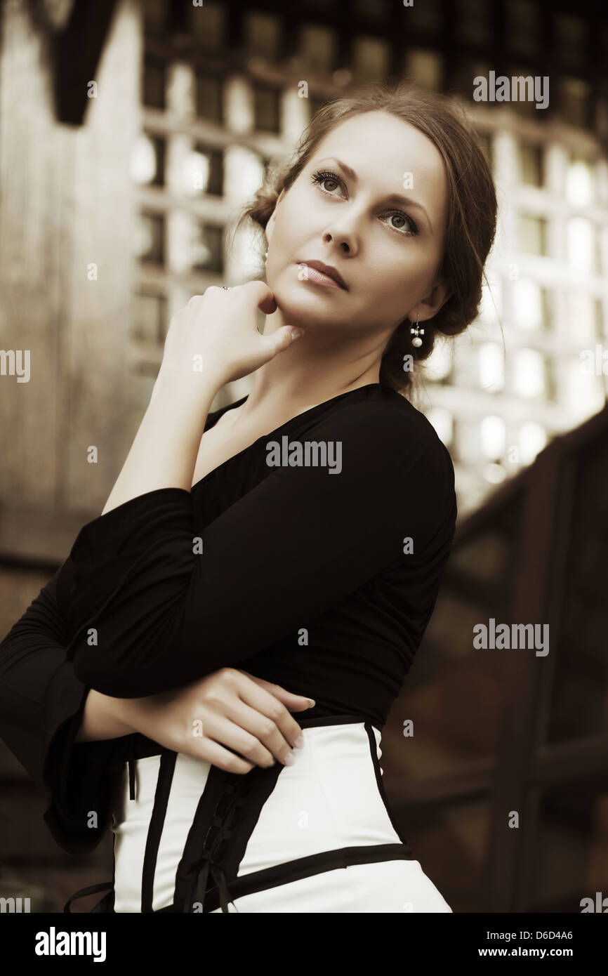 Beautiful woman thinking Stock Photo - Alamy