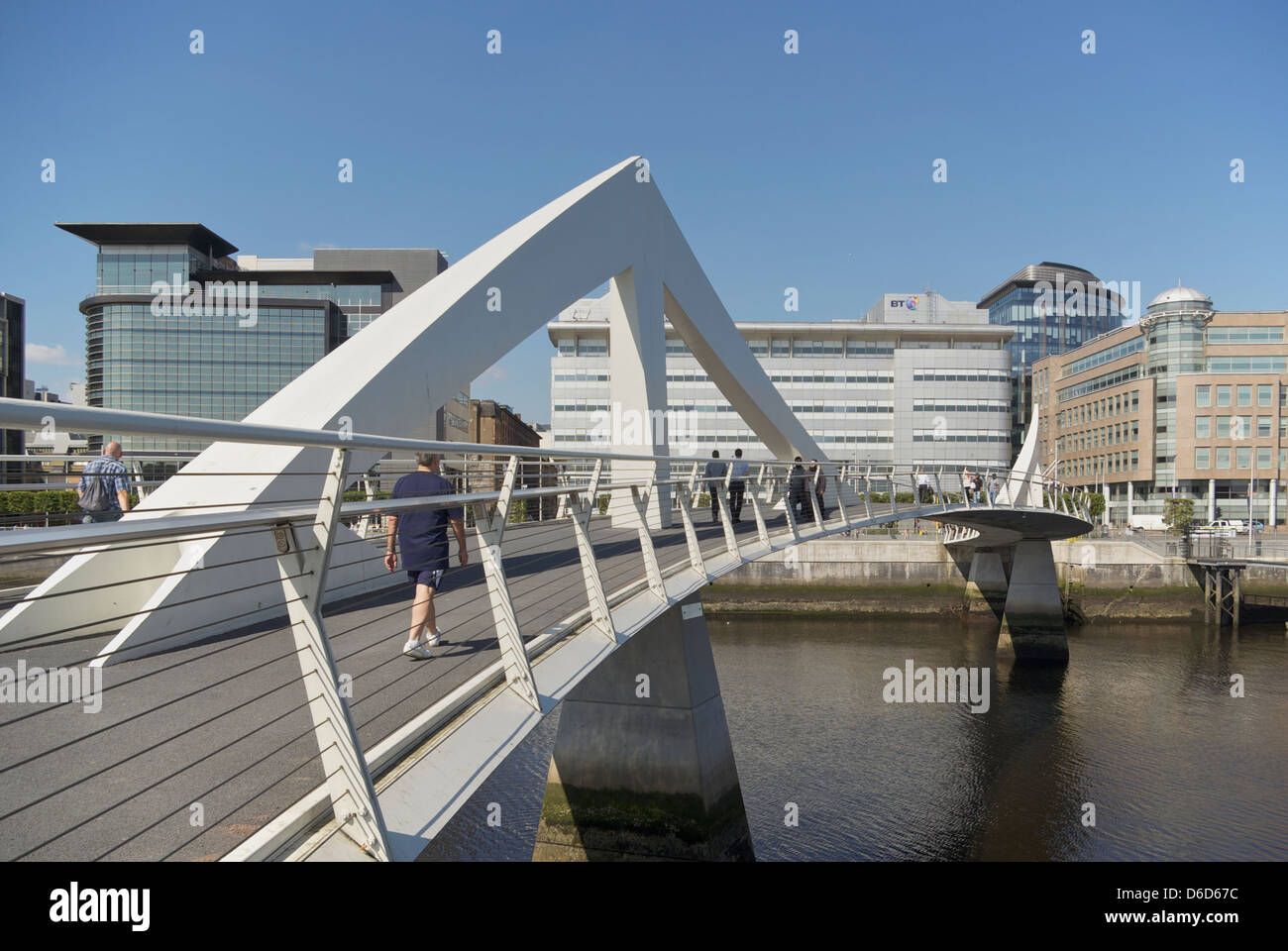 Pedestrian bridge over the River Clyde in Glasgow known as the squiggly ...