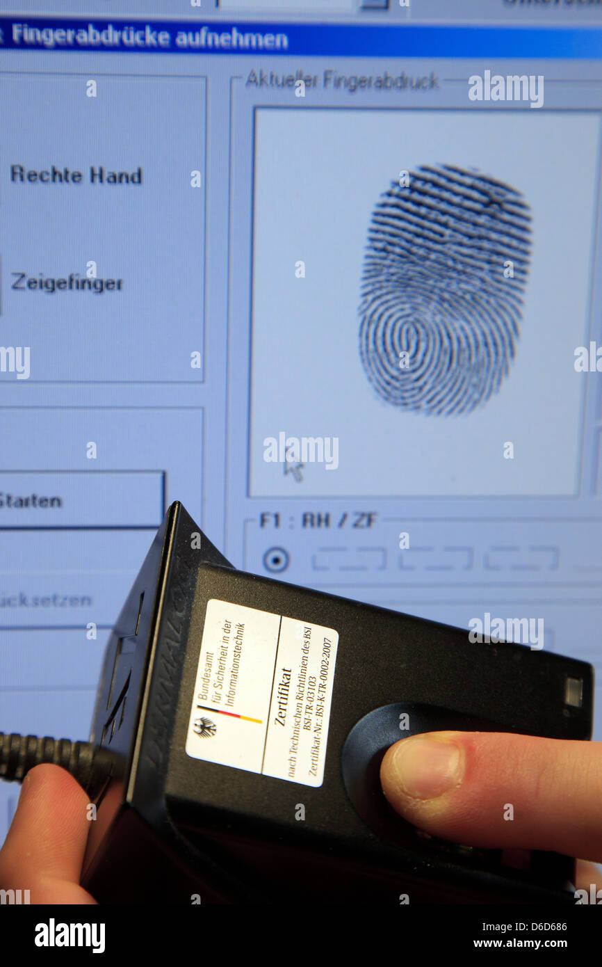 Berlin, Germany, show fingerprint is scanned for the passport Stock ...