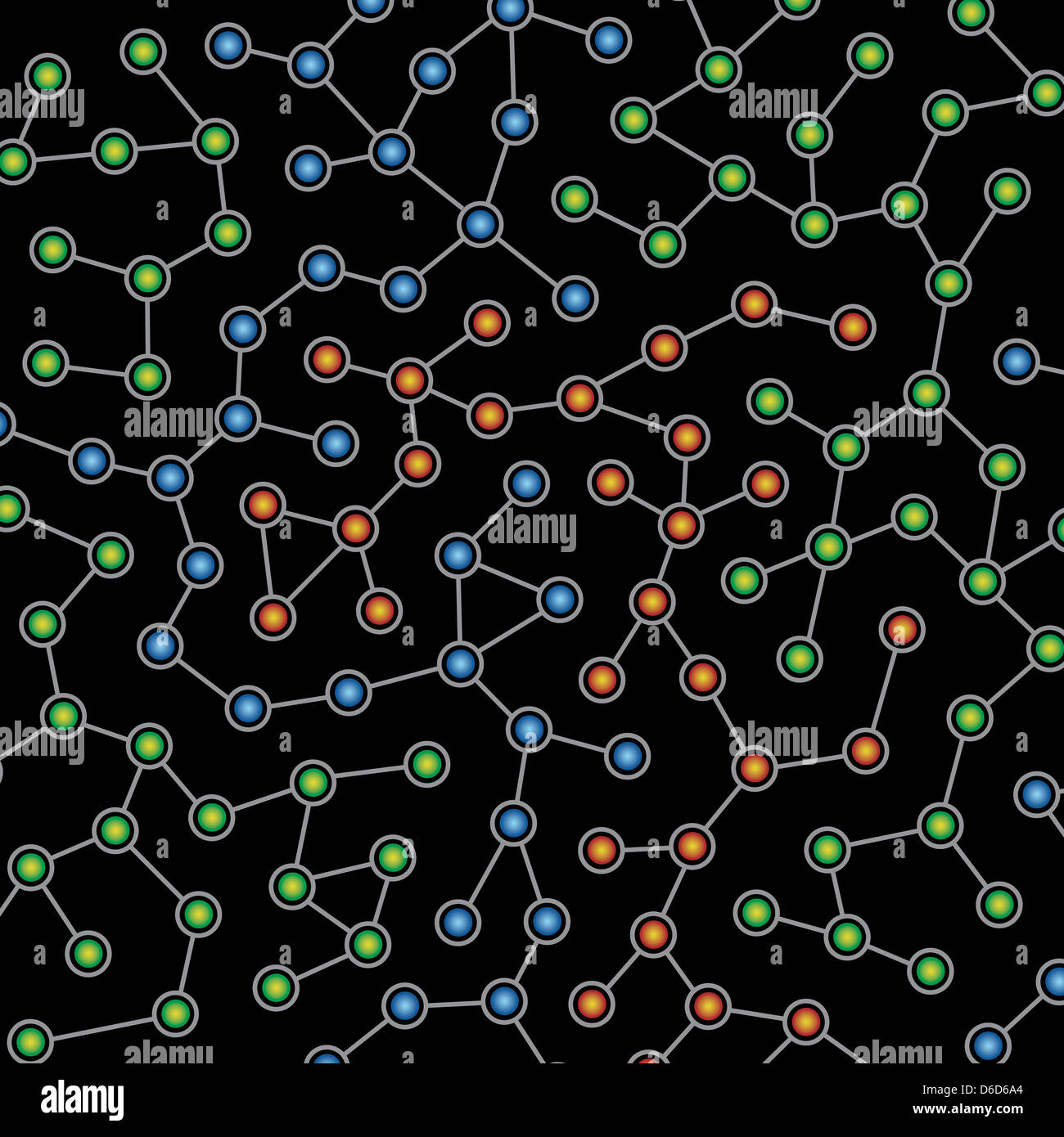 Network of interconnected color nodes on a black background Stock Photo ...