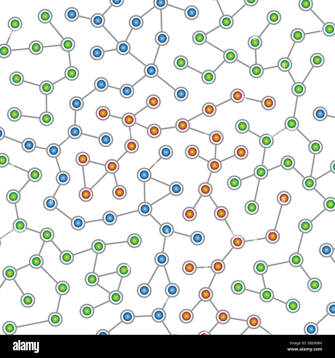 Network of interconnected color nodes against a white background Stock ...