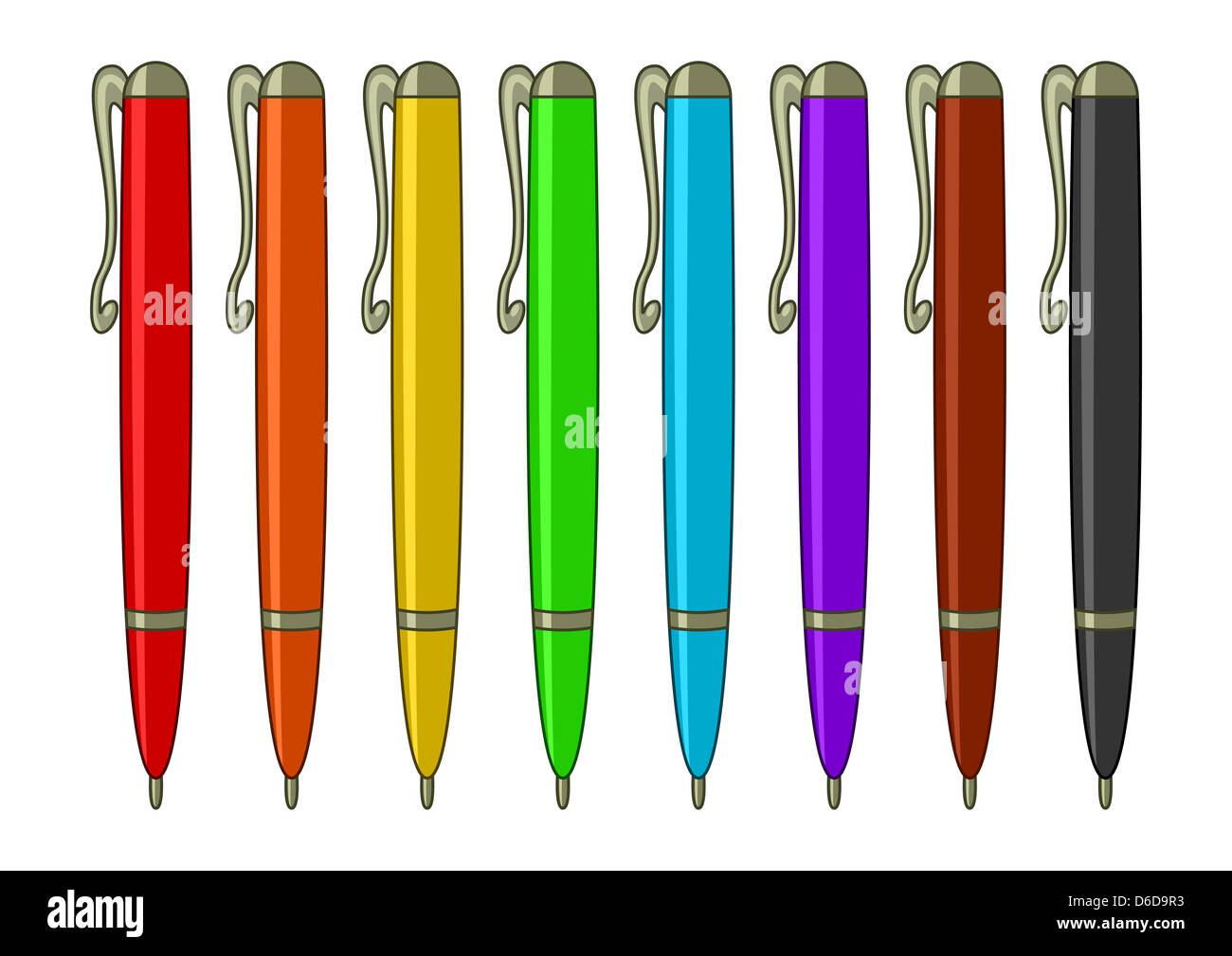 Set of multicoloured pens Stock Photo - Alamy