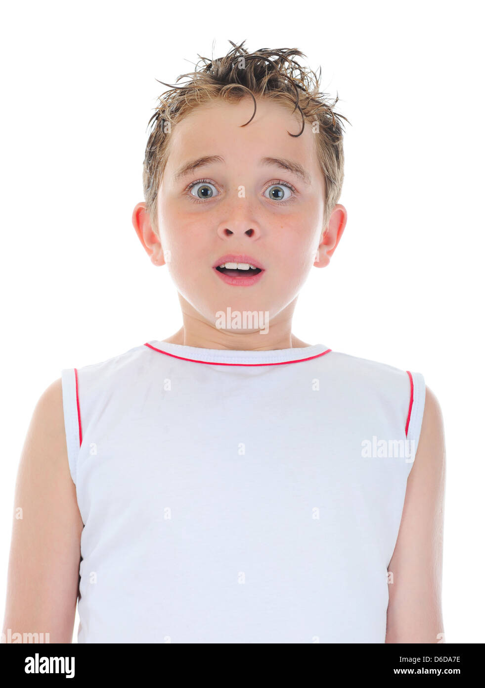 Portrait of a frightened boy Stock Photo - Alamy
