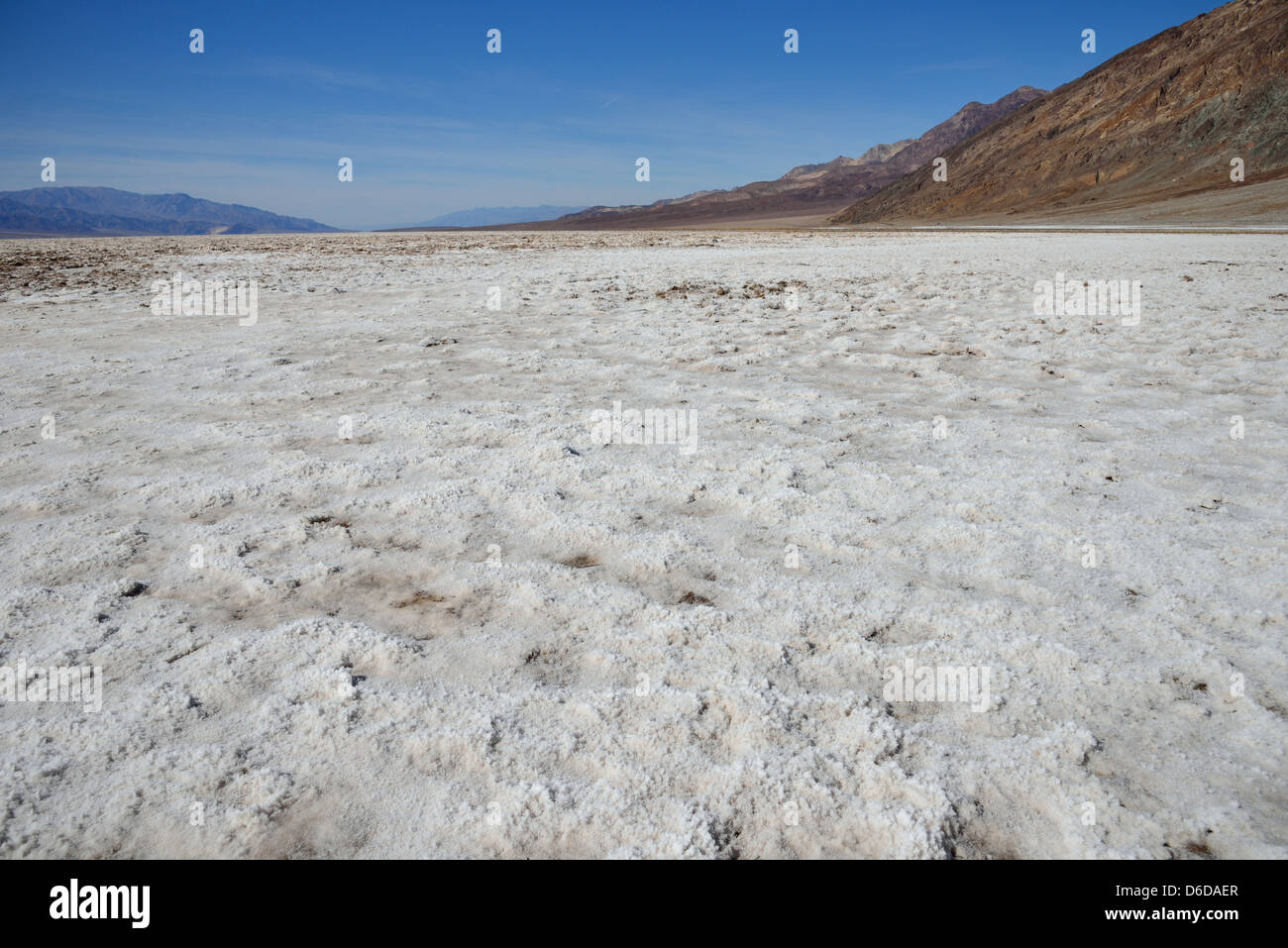 White crystals of rock salt at Badwater Basin. Death Valley National ...