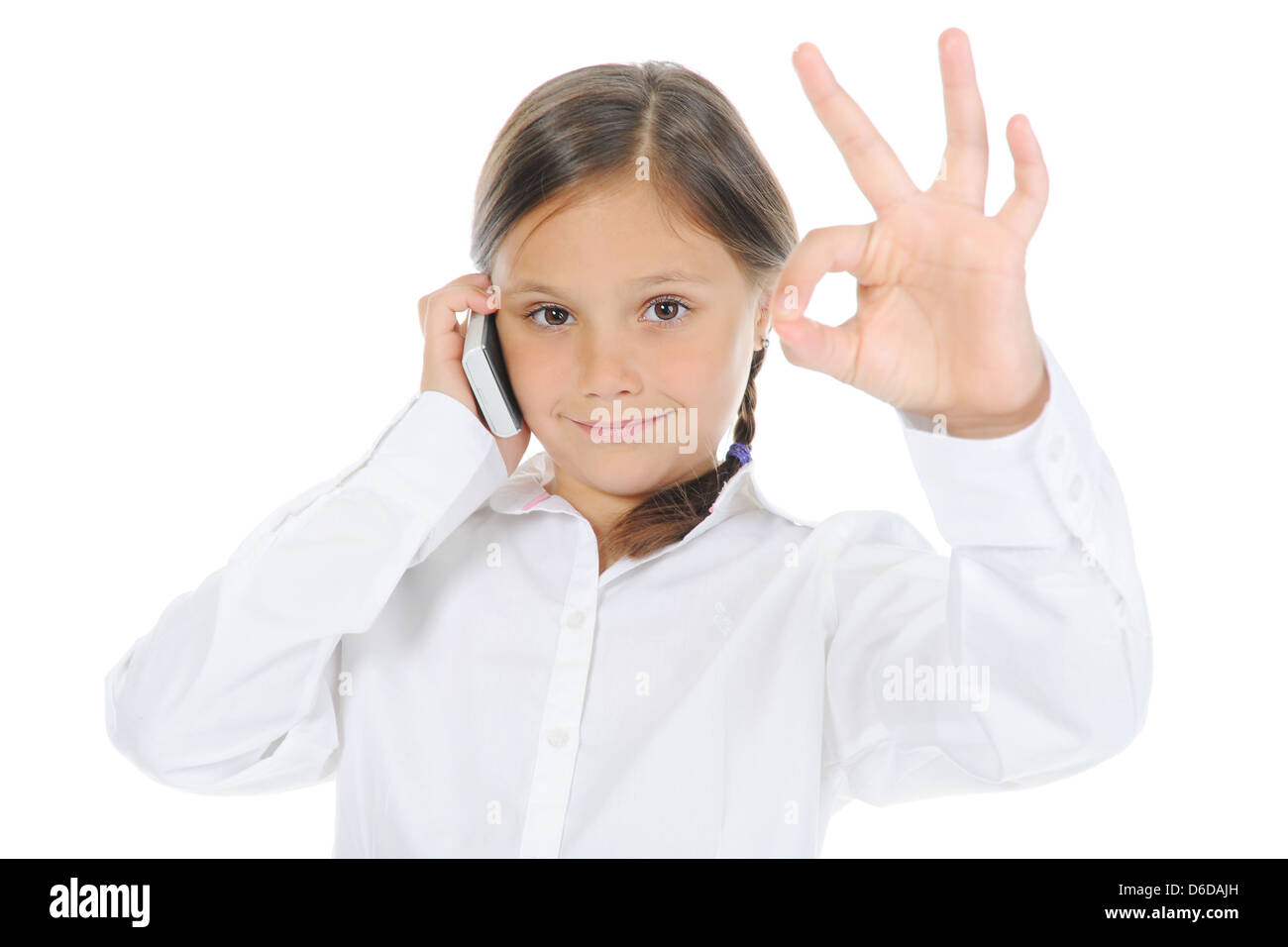 little girl shows sign okay Stock Photo - Alamy