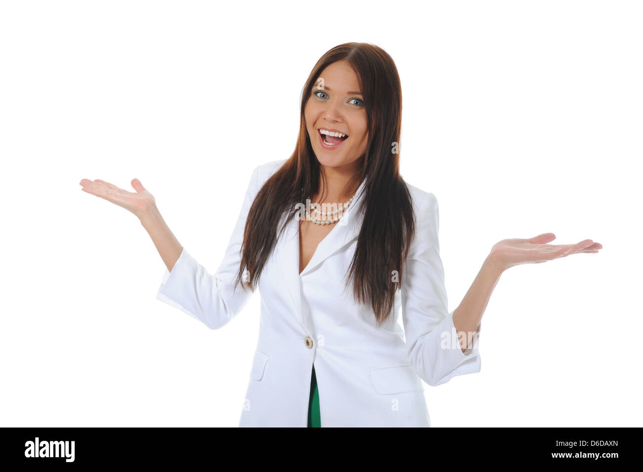 woman looks at her open palm Stock Photo - Alamy
