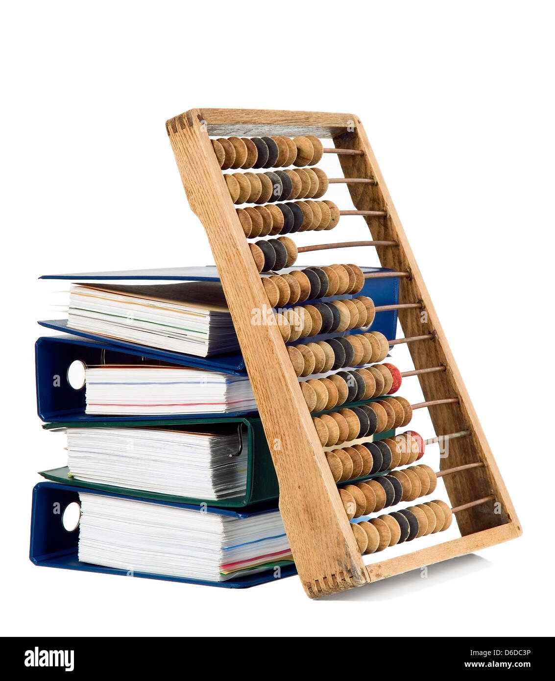 Old mathematical calculator abacus with bunch of papers Stock Photo - Alamy