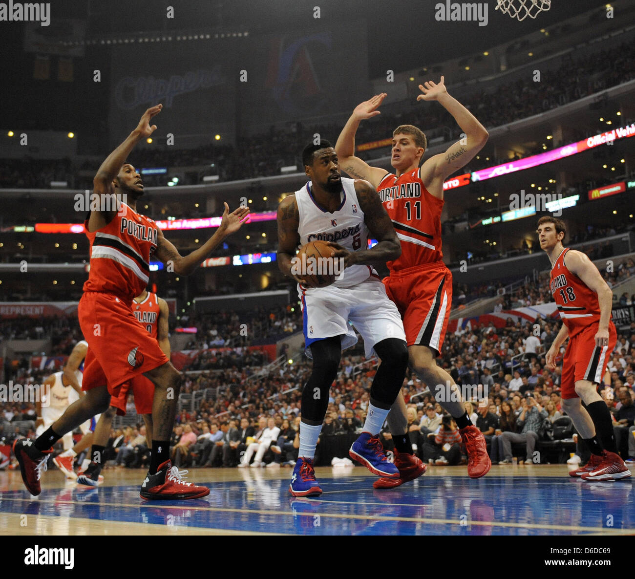 Los Angeles, California, USA. April 16, 2013: DeAndre Jordan #6 of the ...