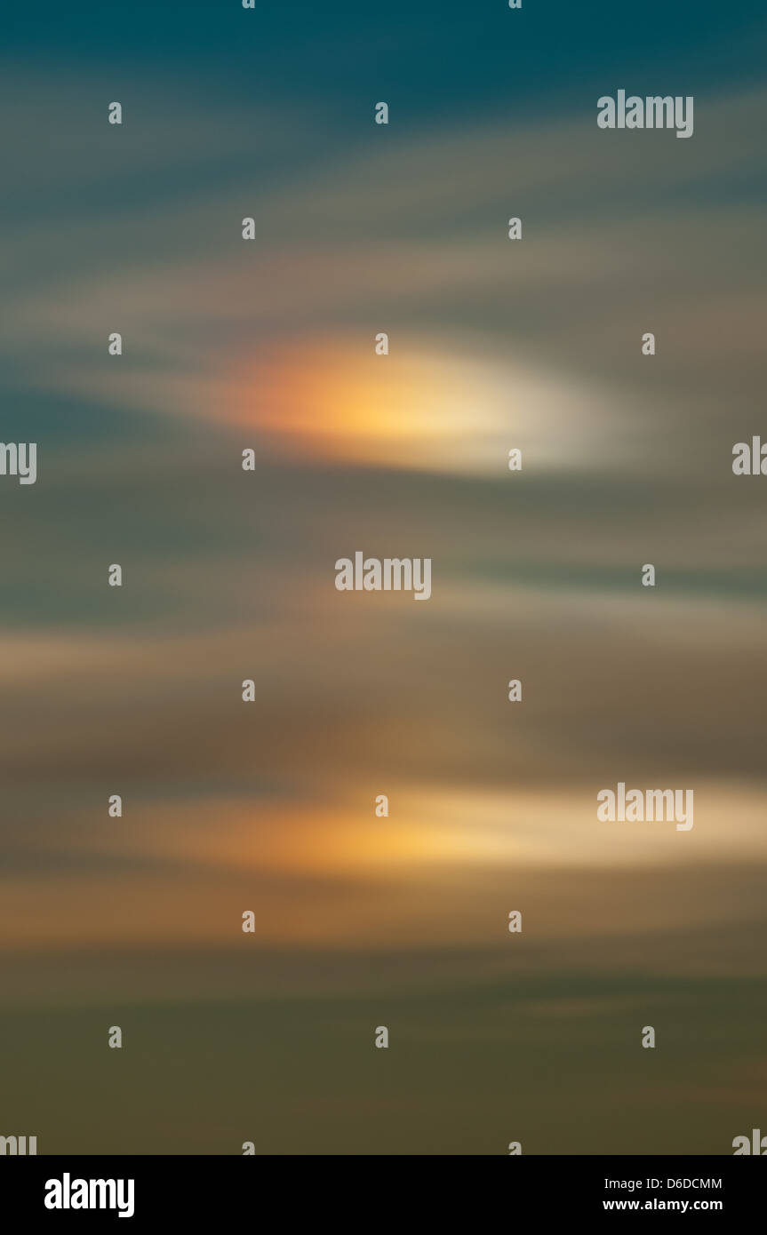 Sundogs are chromatic projections formed by sunset shining through ice ...