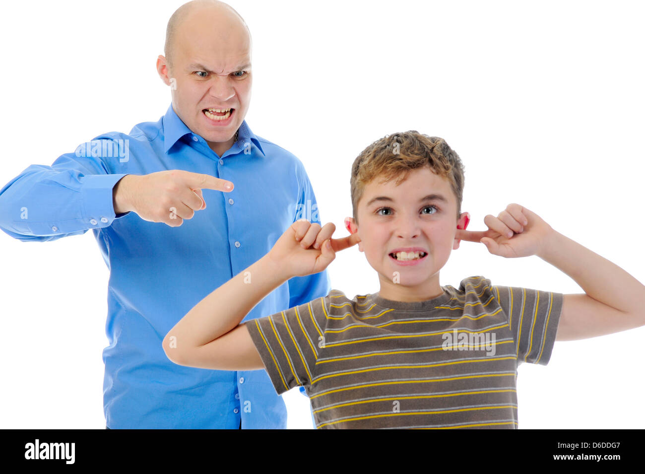 Strict father punishes his son Stock Photo - Alamy