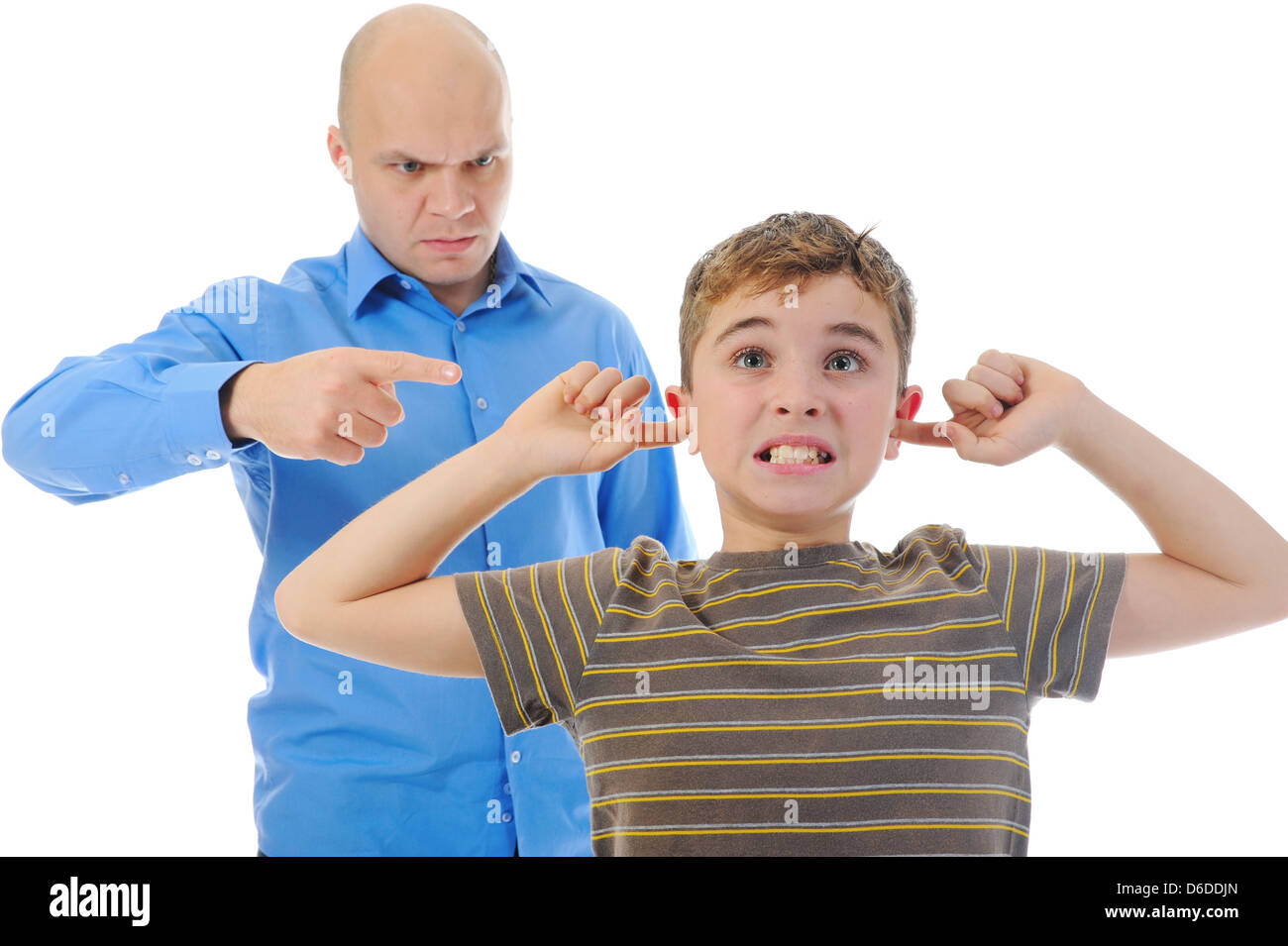 Strict father punishes his son Stock Photo - Alamy