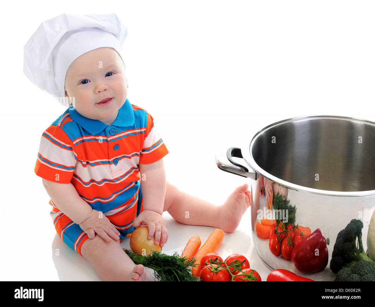 Boy with a pan Stock Photo - Alamy