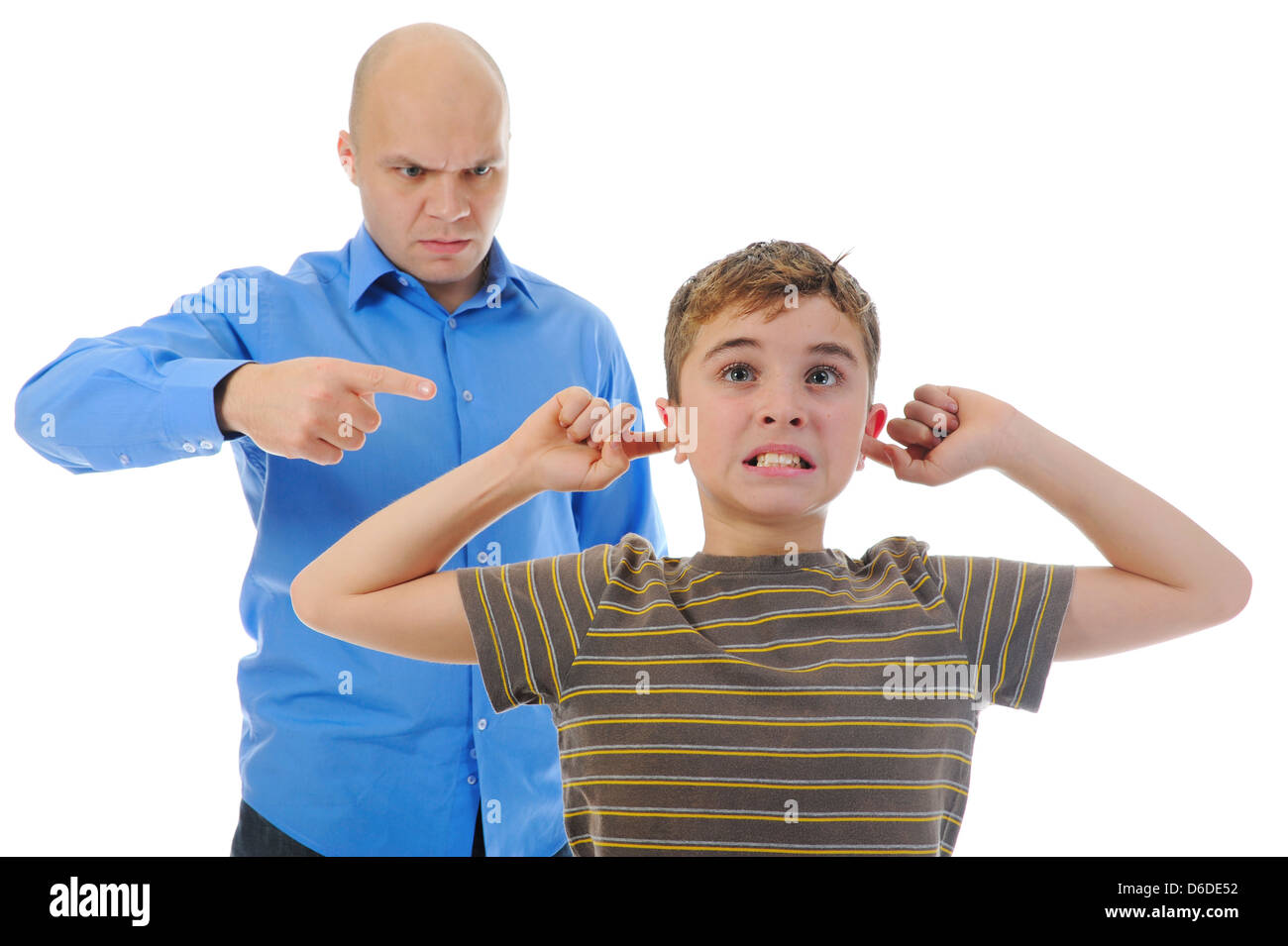 Strict father punishes his son Stock Photo - Alamy