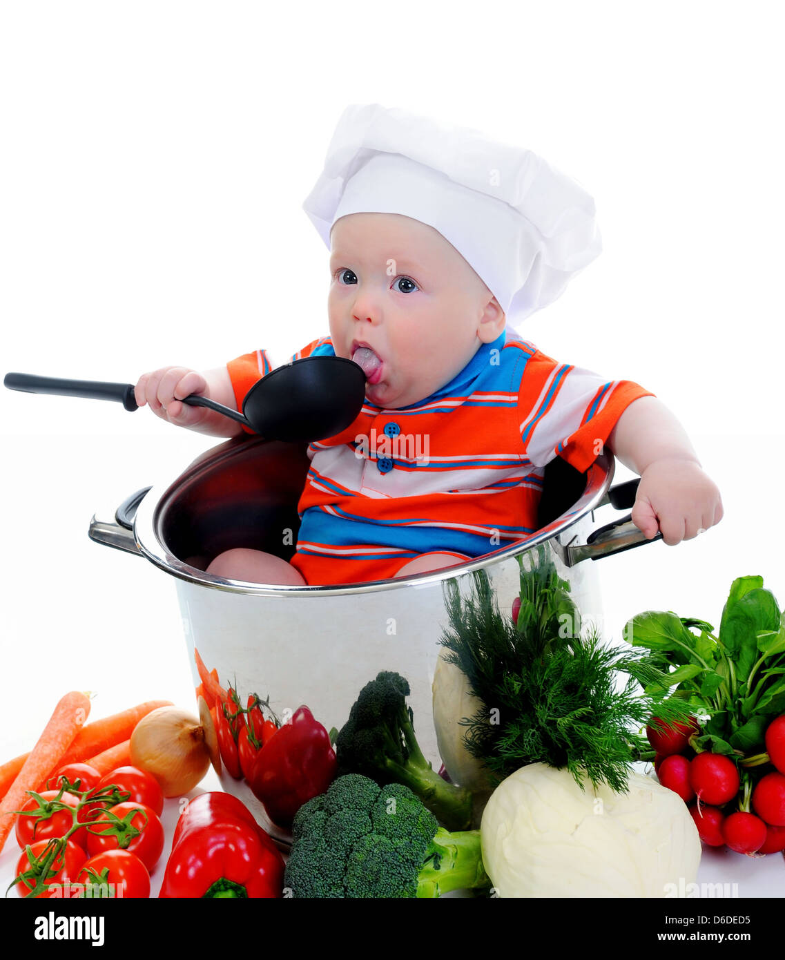 Boy with a pan Stock Photo - Alamy
