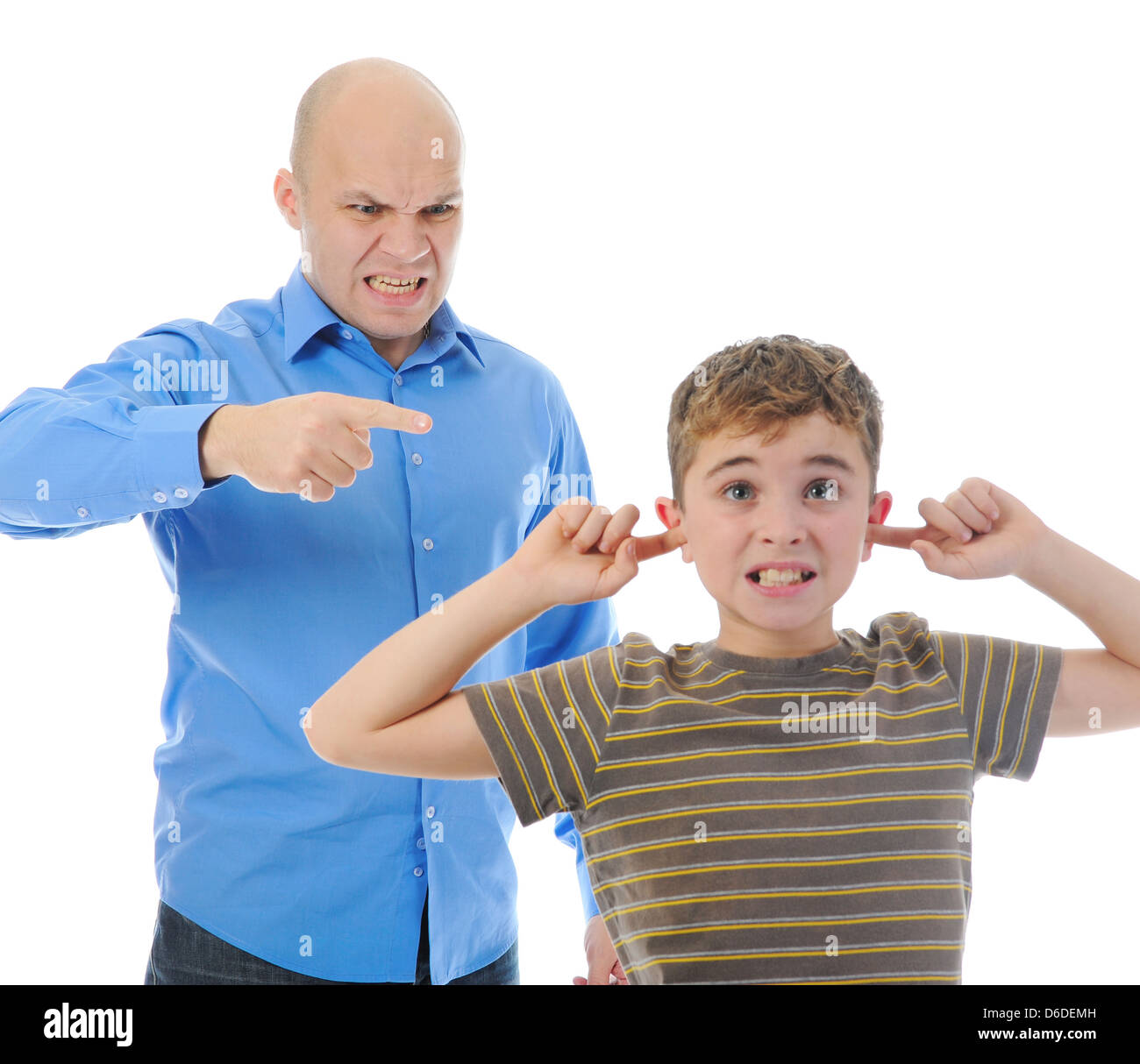 Strict father punishes his son Stock Photo - Alamy