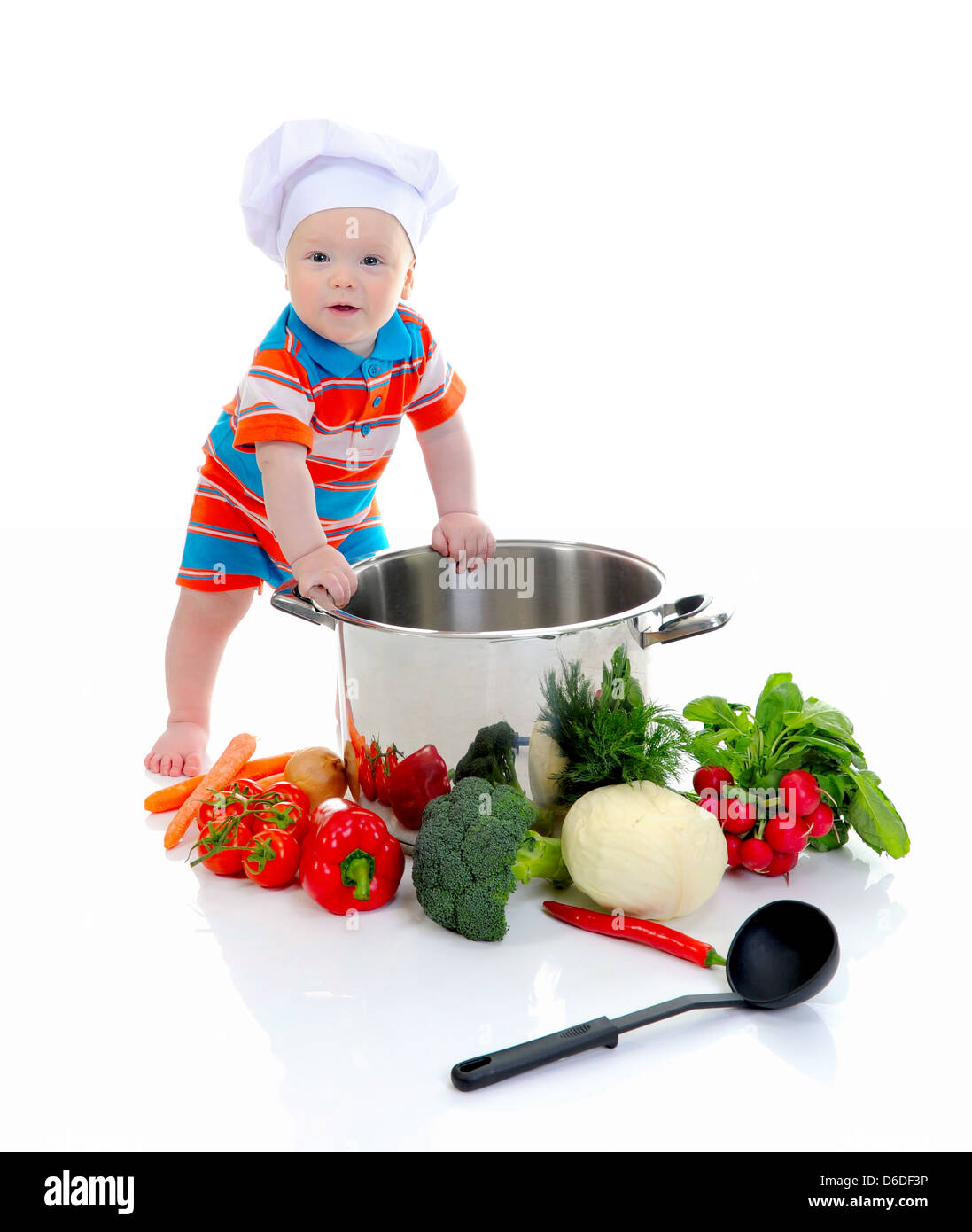 Boy with a pan Stock Photo - Alamy