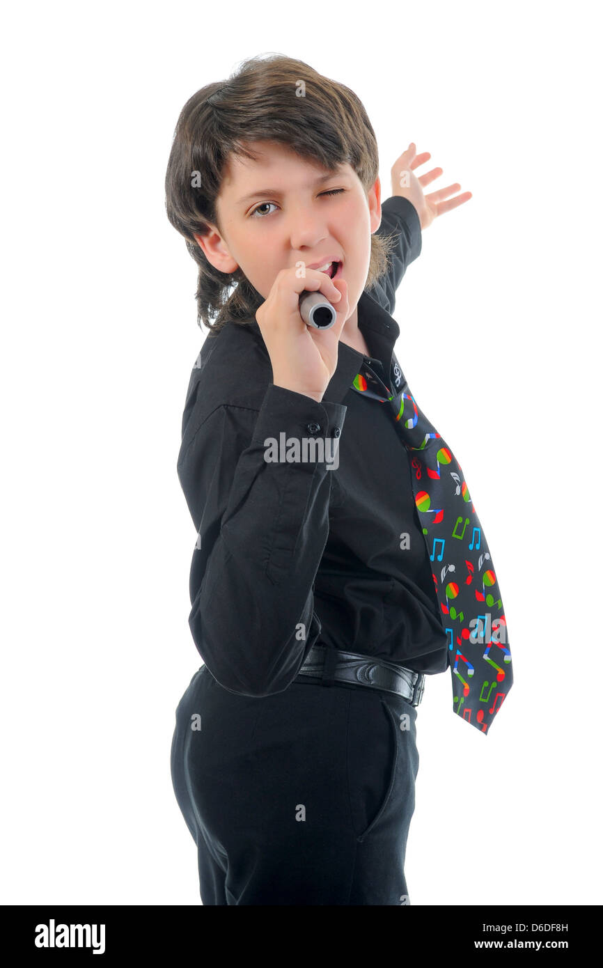 Little boy with microphone Stock Photo - Alamy