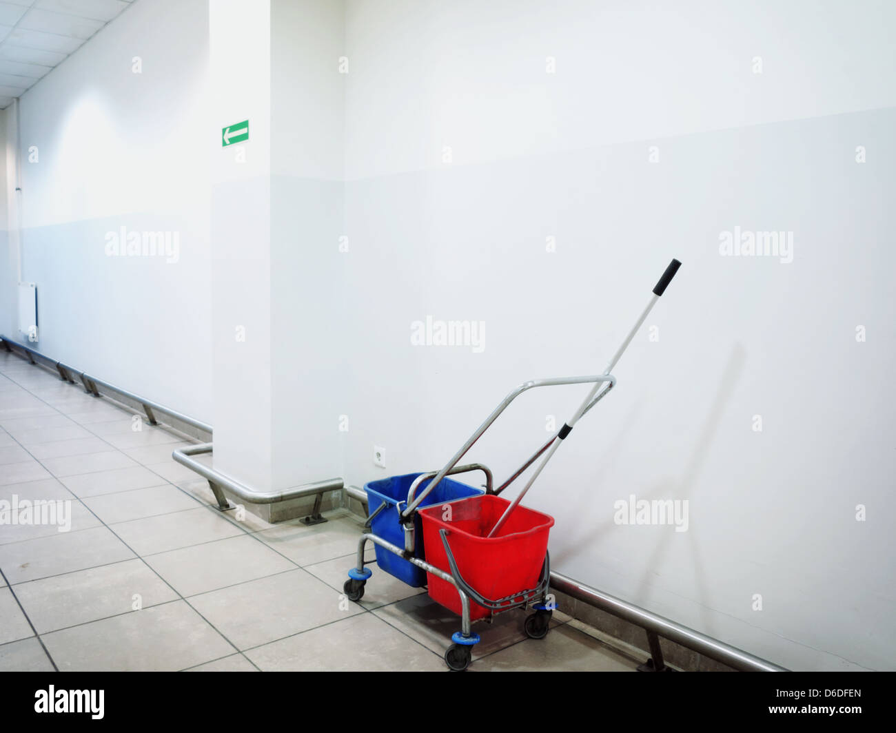 Industrial mop and bucket indoor Stock Photo - Alamy