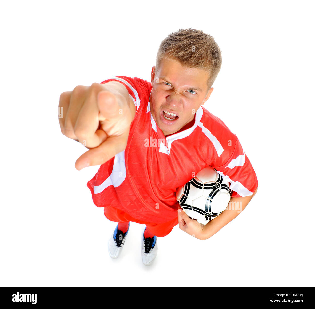 Boy playing football pass Cut Out Stock Images & Pictures - Alamy