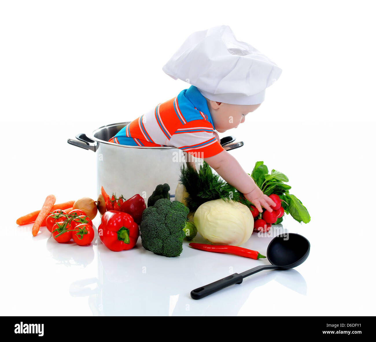 Boy with a pan Stock Photo - Alamy