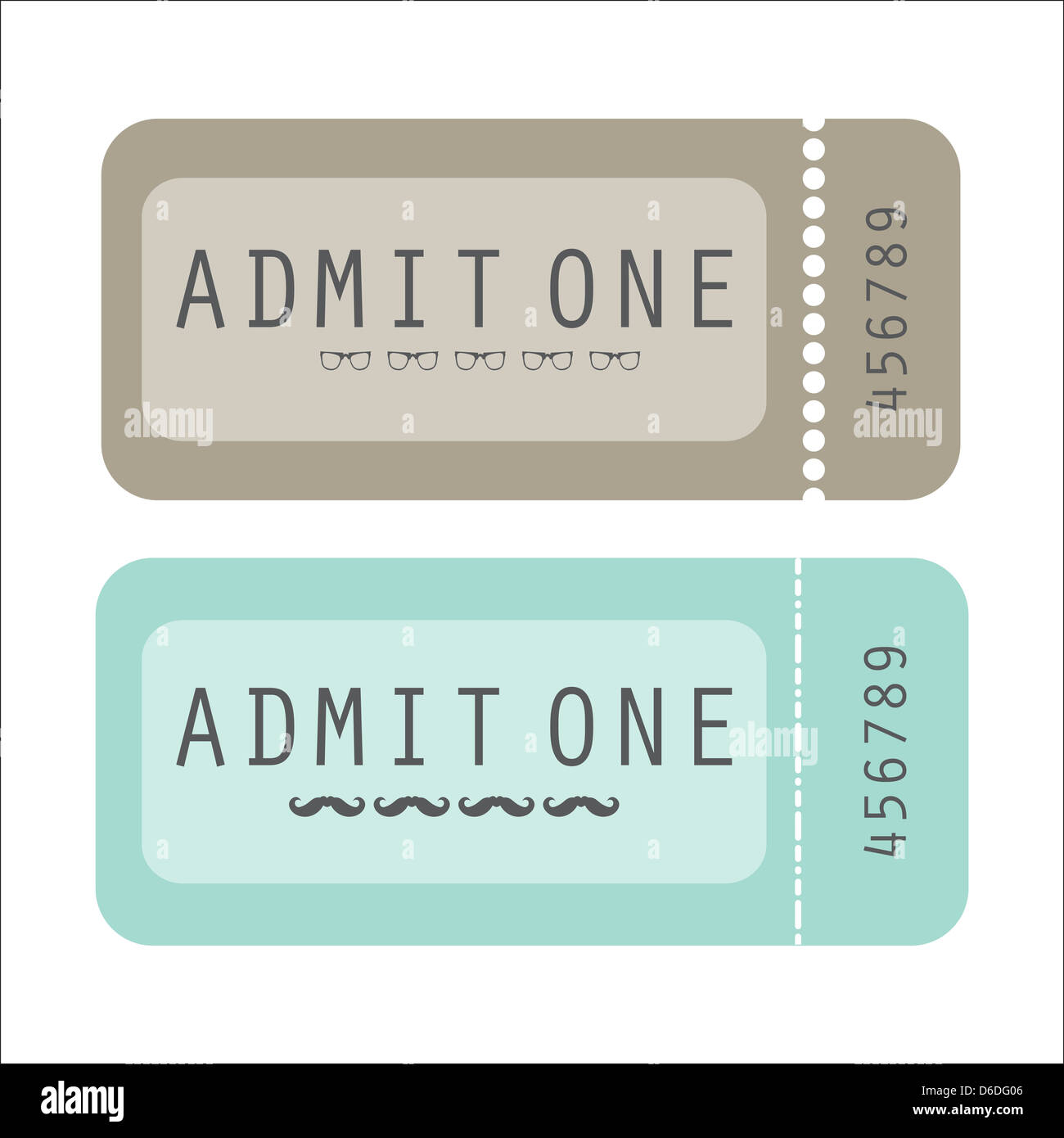 vector paper ticket with hipster elements Stock Photo - Alamy