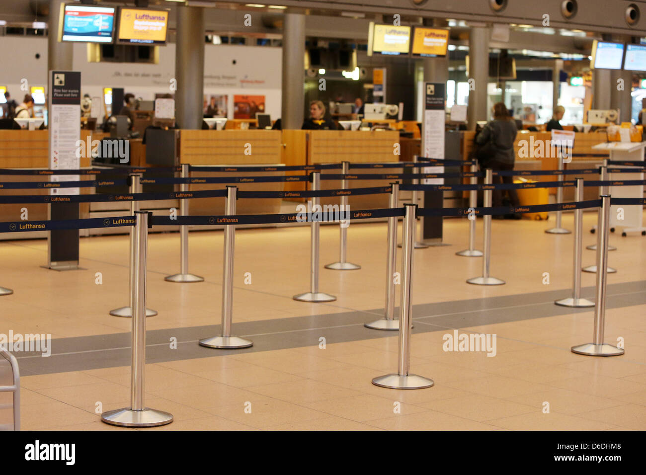 Empty check-in counters of Lufthansa are seen at Hamburg airport in ...