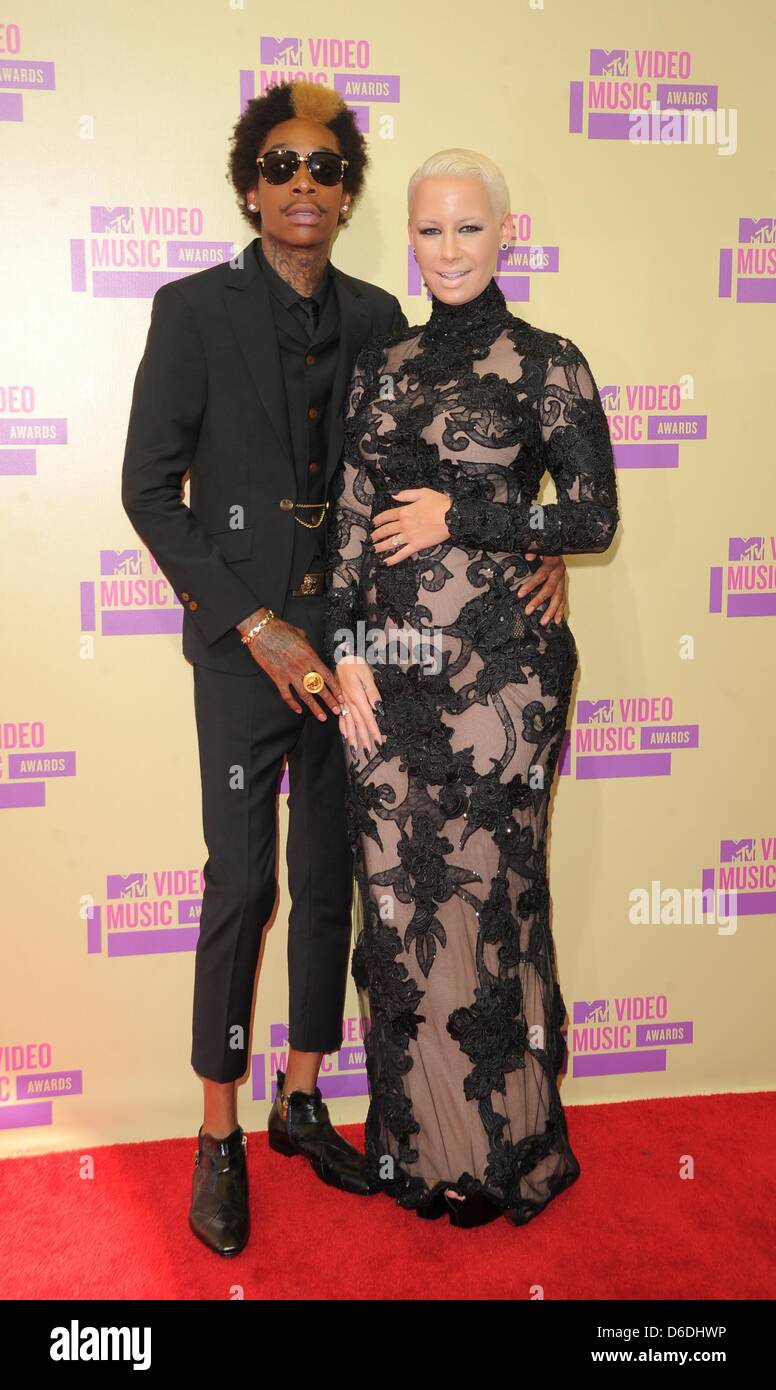 Model Amber Rose and boyfriend, rapper Wiz Khalifa arrive at the MTV ...