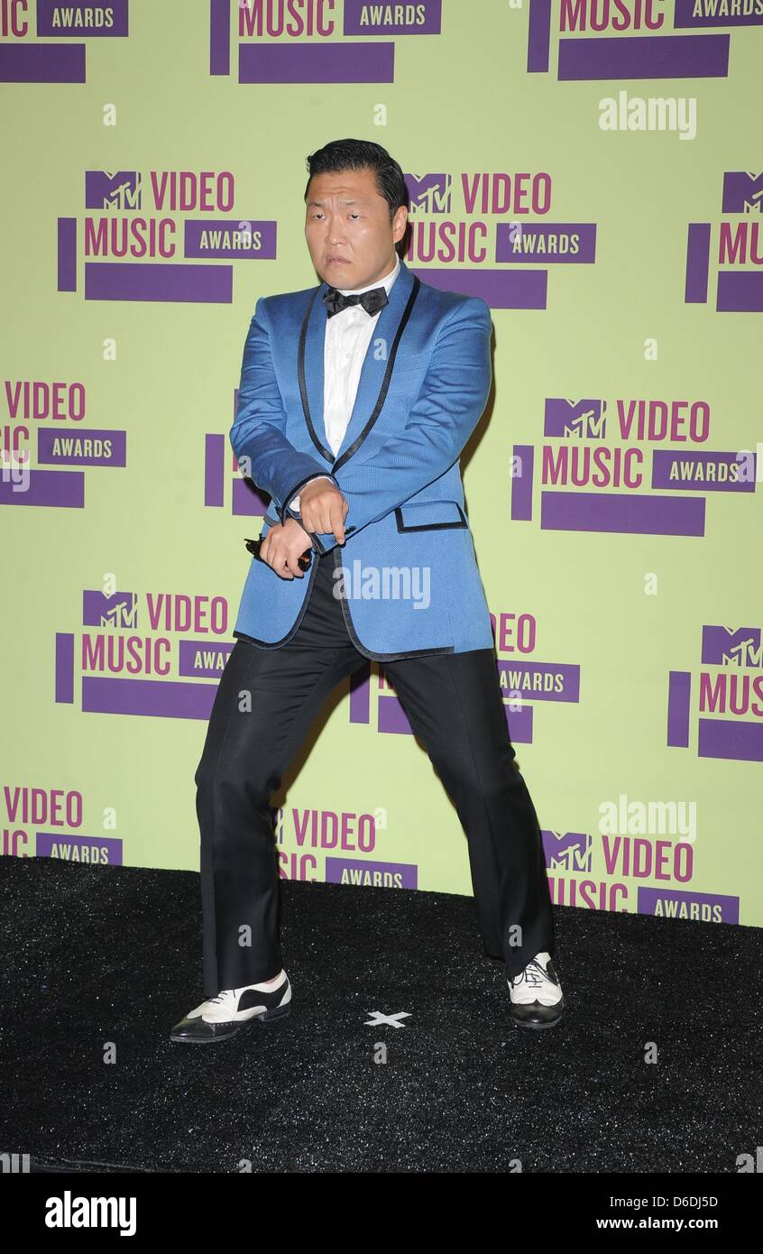 South Korean rapper Psy poses at the MTV Video Music Awards Photo Press ...