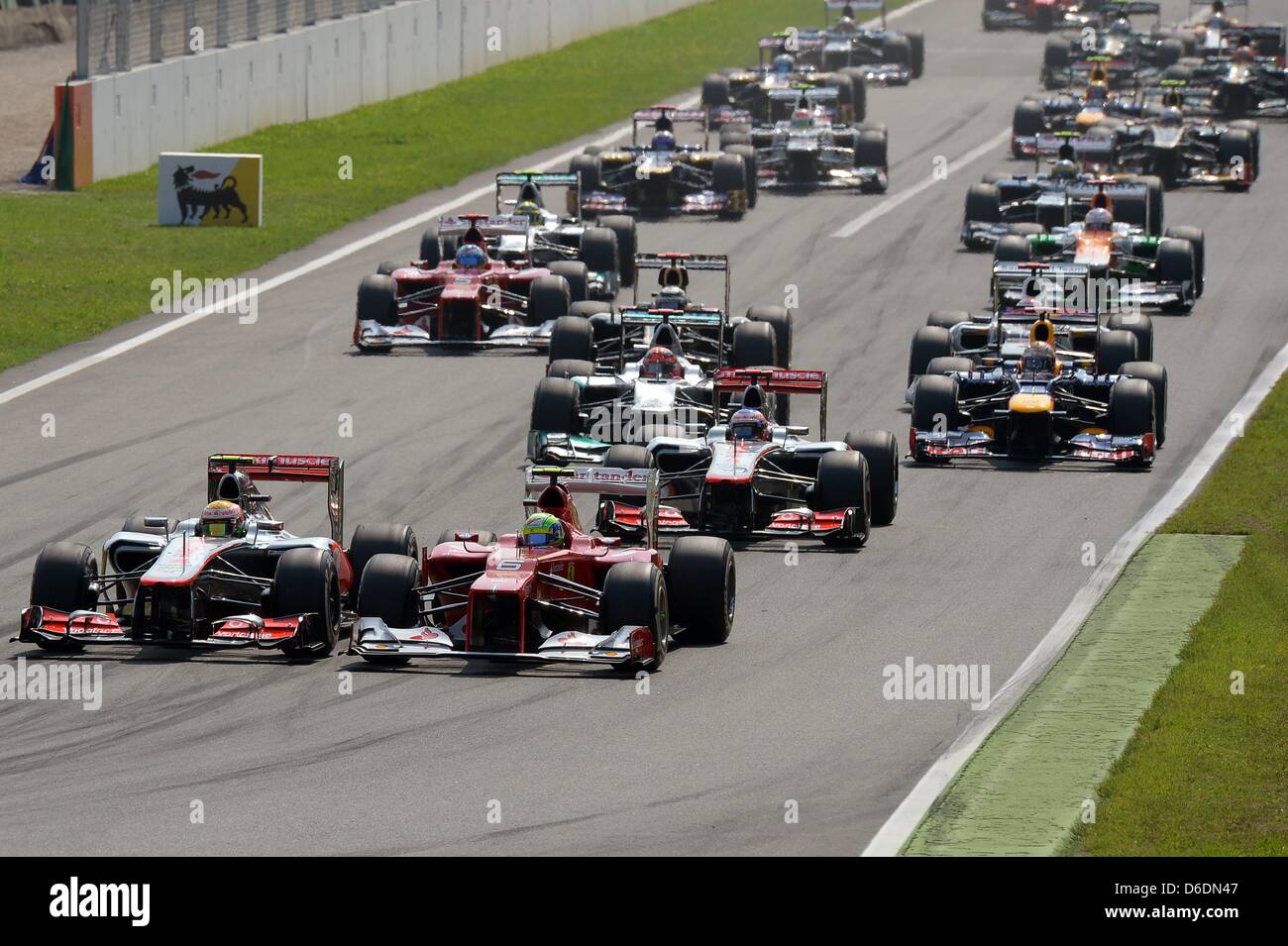 Brazilian Formula One driver Felipe Massa (R) of Ferrari and British ...