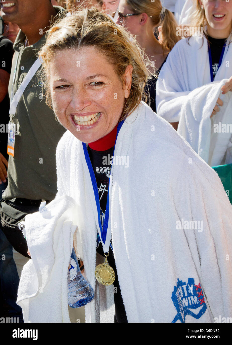 Dutch Princess Maxima is seen after swimming through the canals of ...