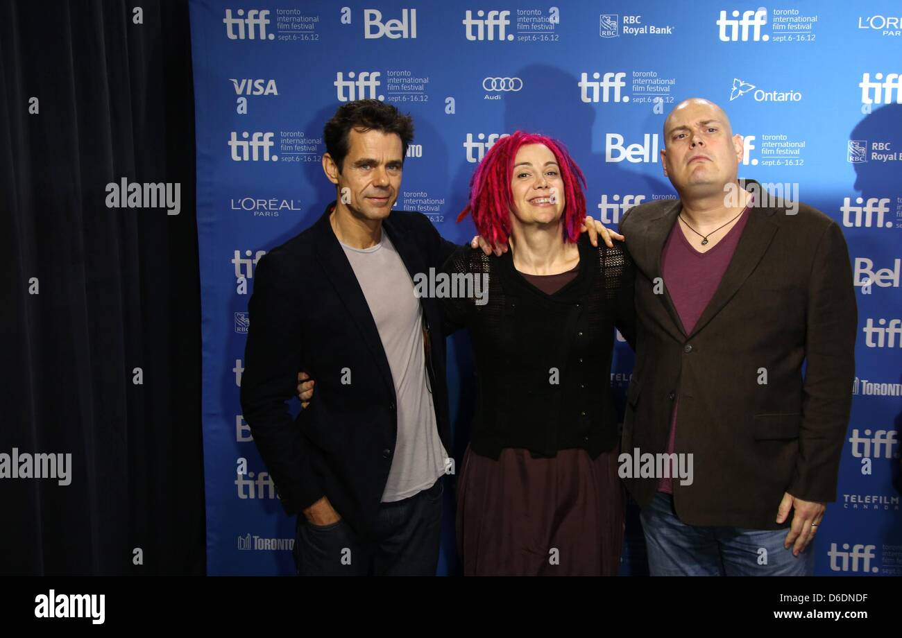 US director and writer Lana Wachowski (C), her brother Andrew Wachowski ...