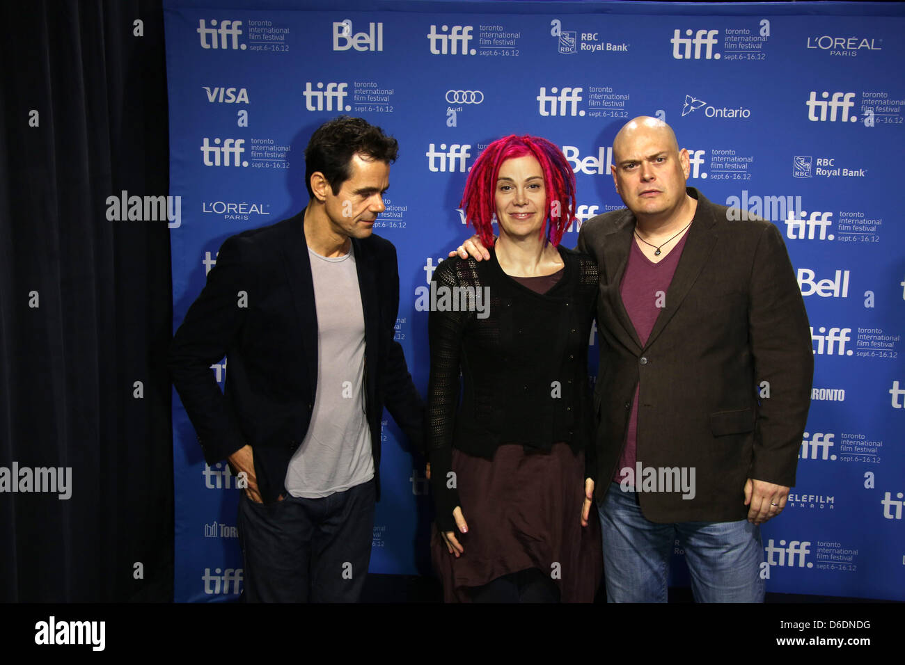 US director and writer Lana Wachowski (C), her brother Andrew Wachowski ...