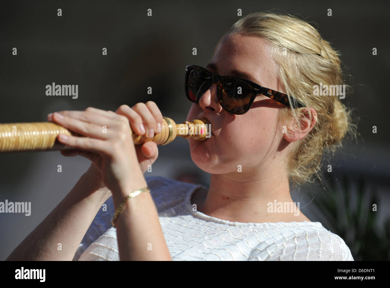 Woman Playing A Horn Stock Photos & Woman Playing A Horn Stock Images ...