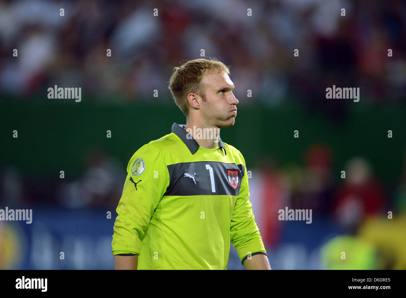 Austria's goalkeeper Robert Almer seen after the Group C World Cup 2014 ...
