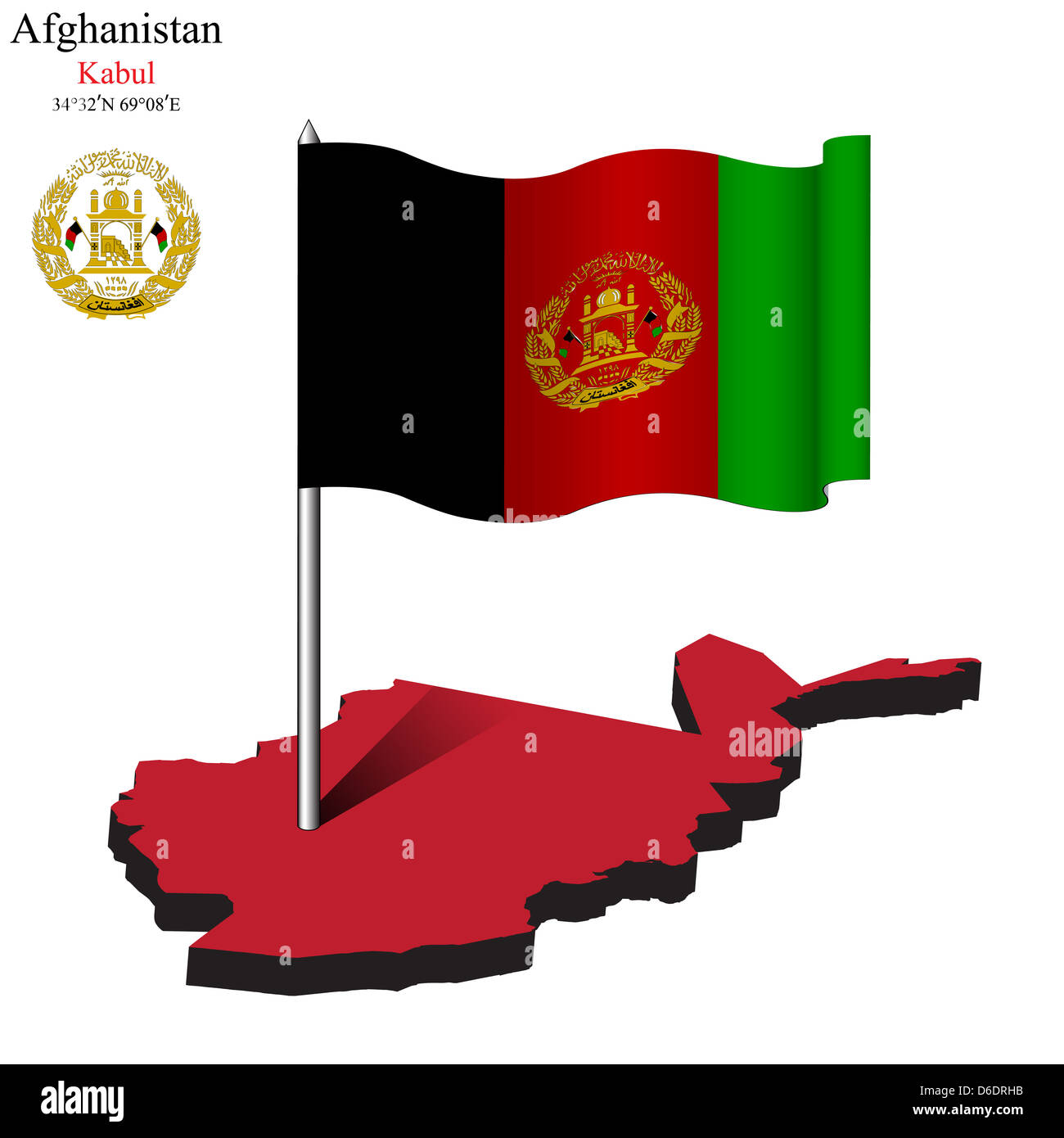 afghanistan wavy flag over map against white background, abstract ...