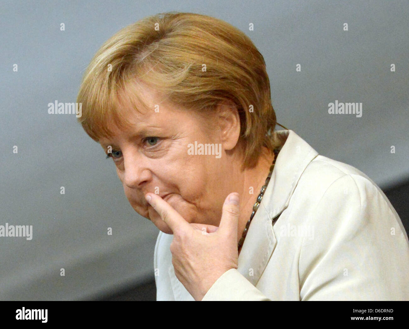 German Chancellor Angela Merkel (CDU) arrives in the plenar hall of the ...