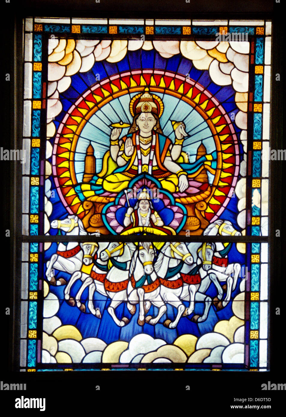 Jaipur India New Temple Vishnu Stained Glass Window Stock Photo - Alamy