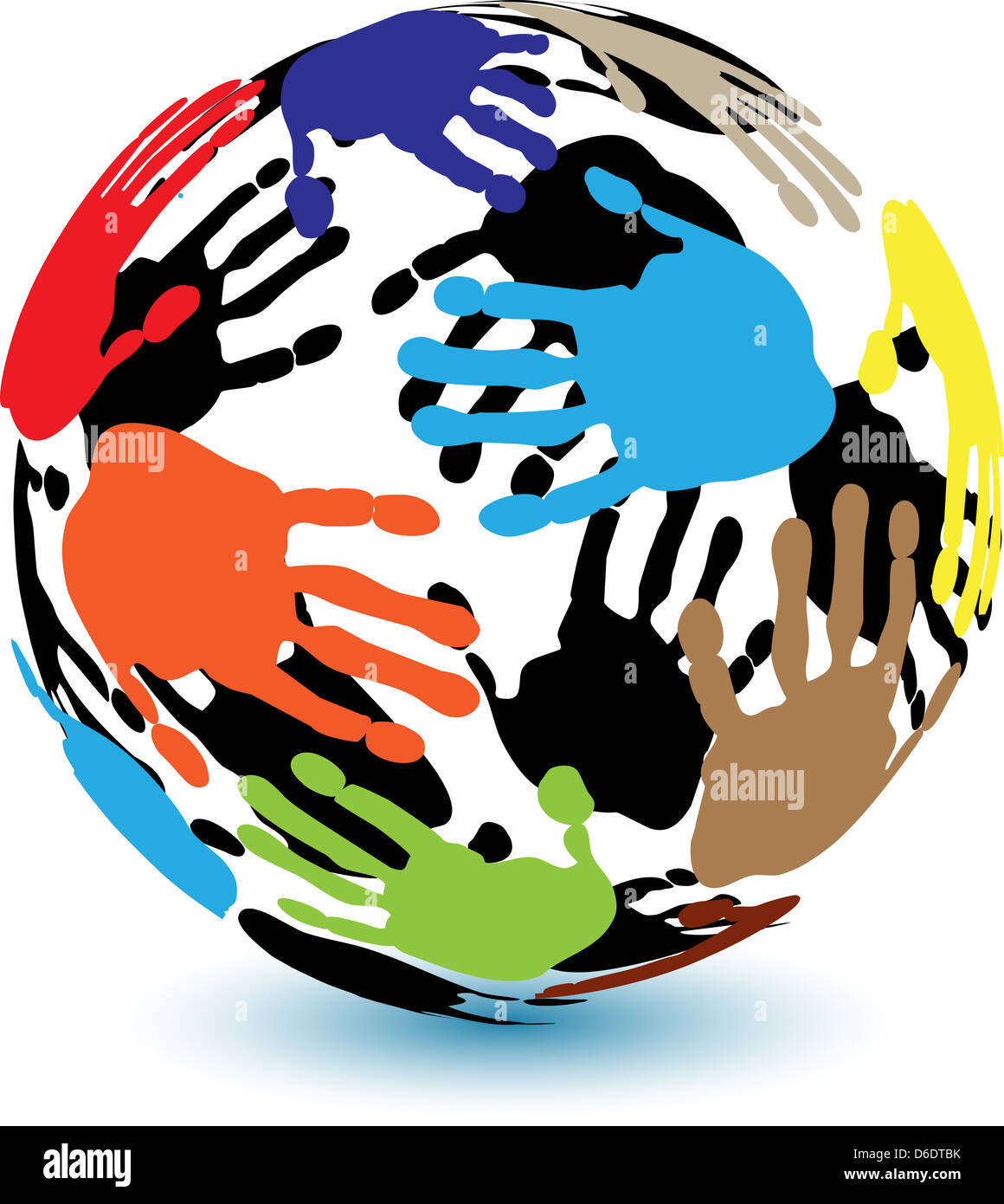 colorful illustration of a human hand in the shape of a ball Stock ...