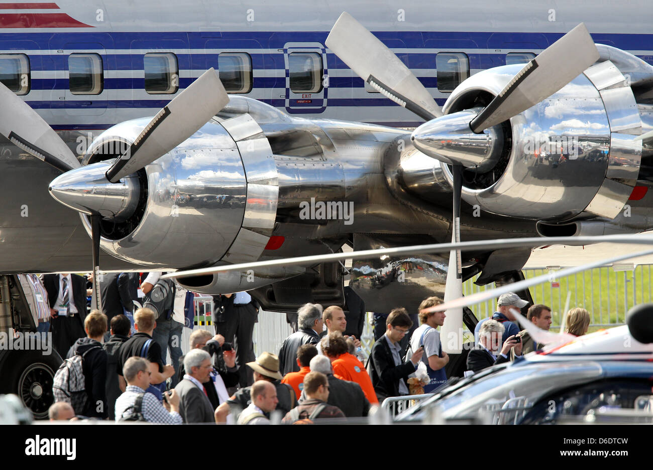 During the Berlin Air Show ILA, planes are on display at the airport in ...
