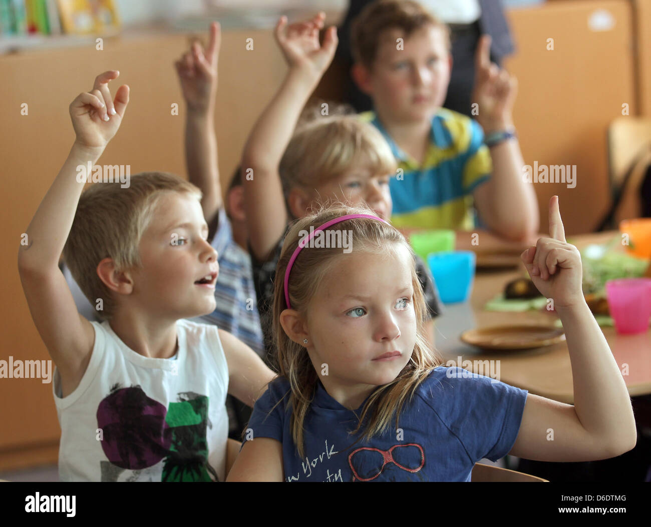 1st graders of class 1c are pictured during a press date for the ...
