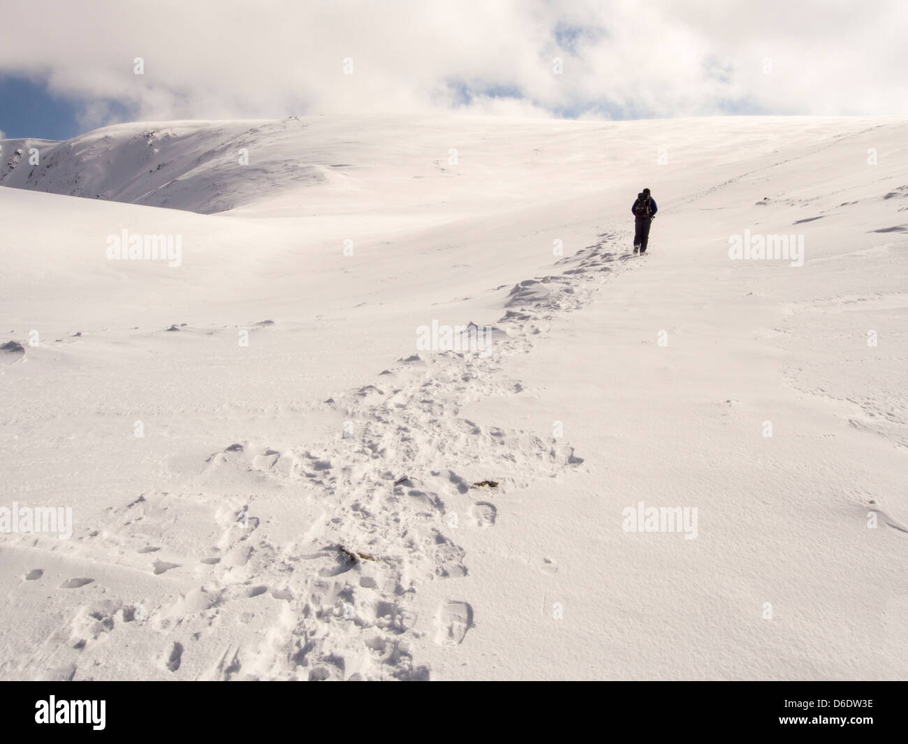 A walker on High Street in unseasonally cold weather in late March 2013 ...