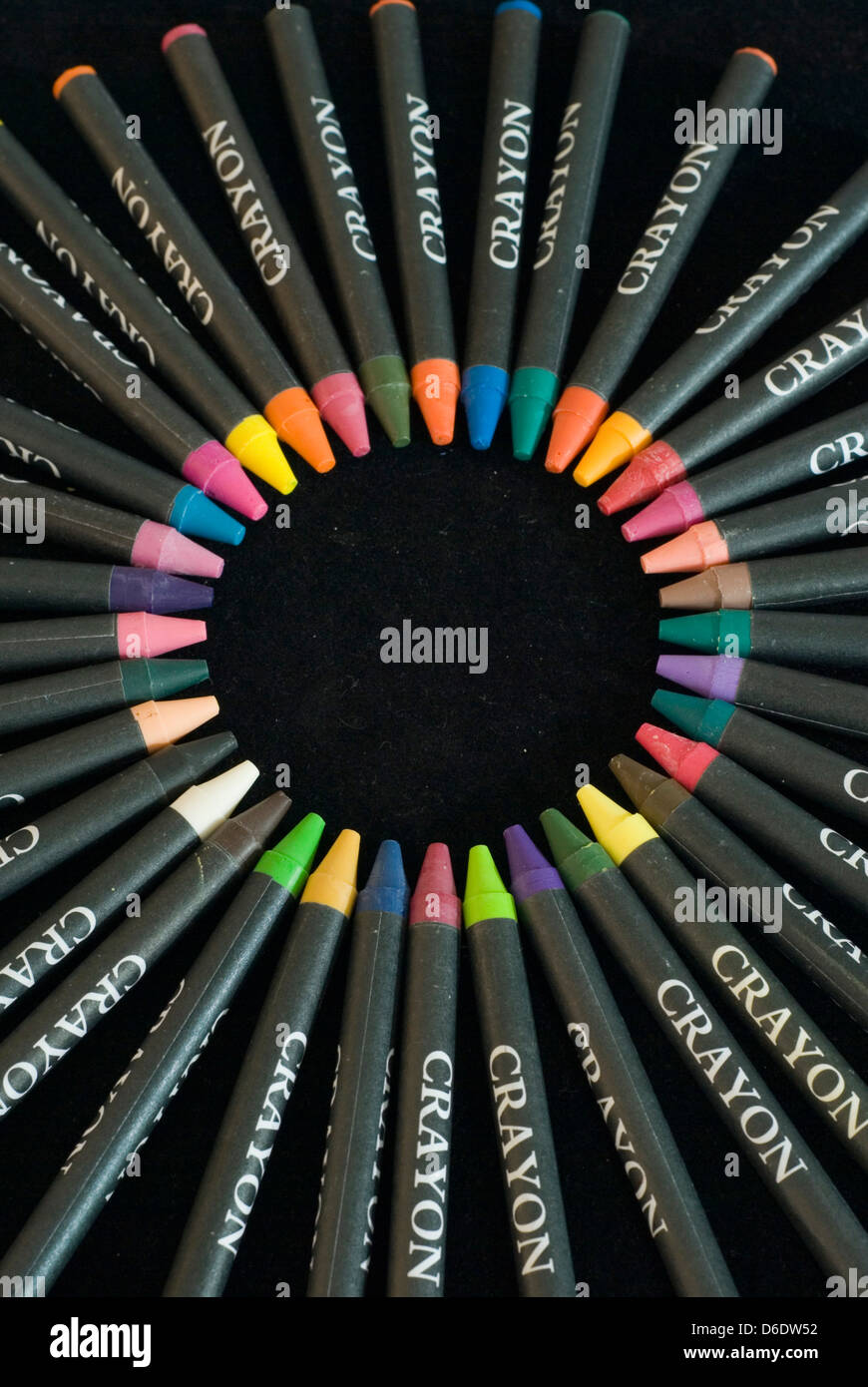 Close up on a circle created in the center of a circle of colorful ...