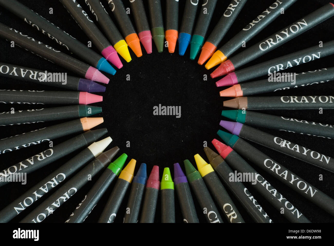 Close up on a circle created in the center of a circle of colorful ...