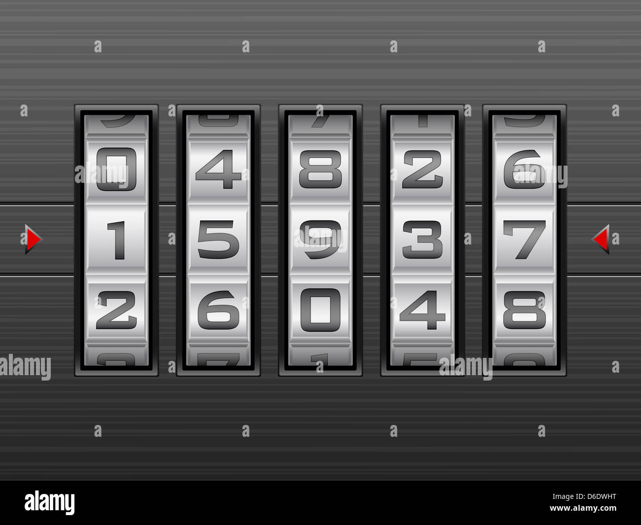 Metallic combination lock with five number. Vector illustration Stock ...