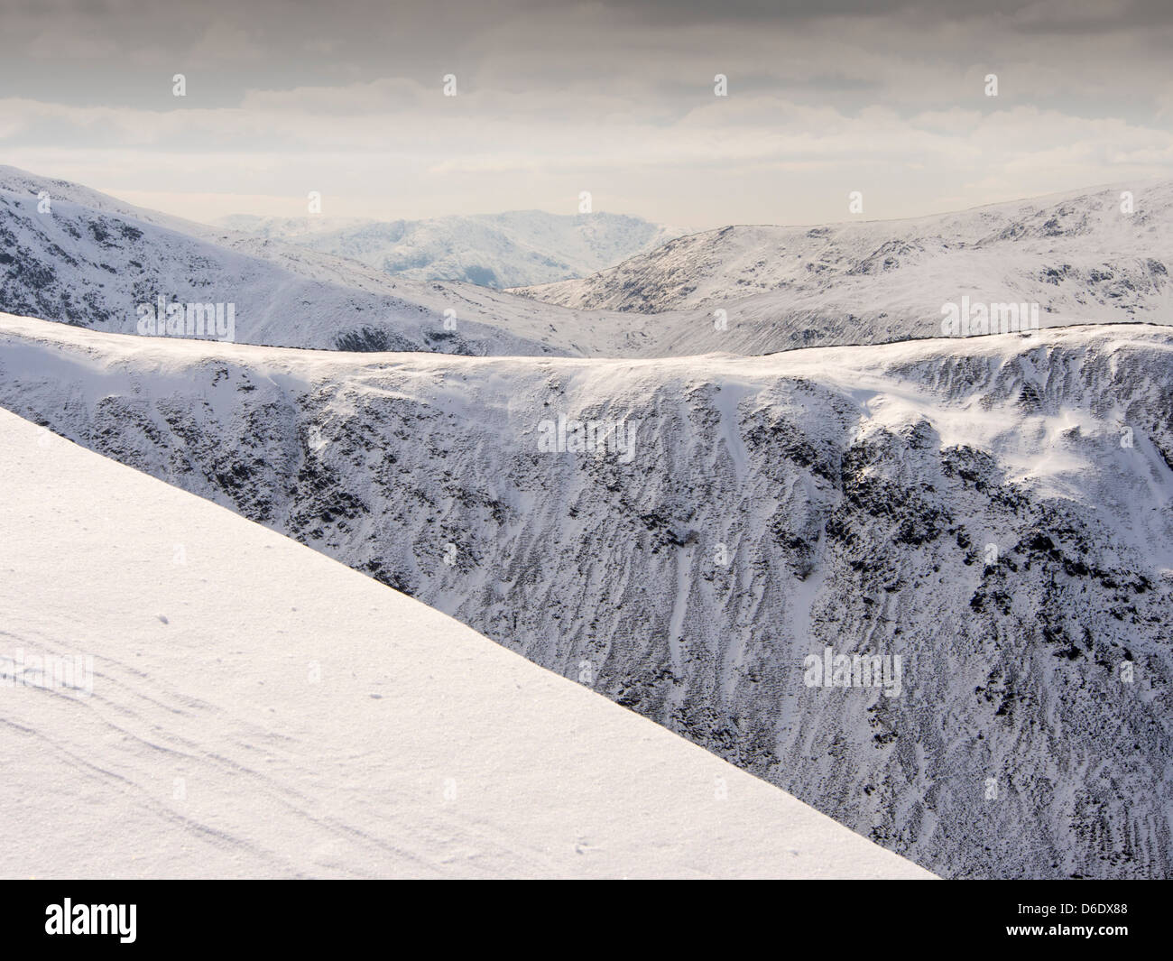 Looking towards west from Gray Crag in the Lake District, UK during ...