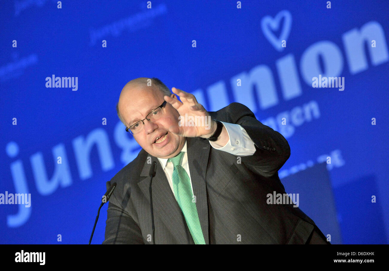 German Environment Minister Peter Altmaier delivers a speech during the ...